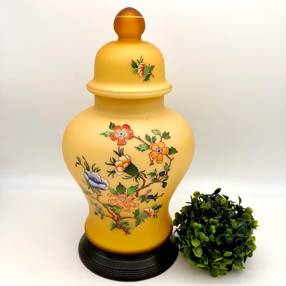 Vintage | Accents | Italian Glass Ginger Jar Ardalt Frosted Floral ...